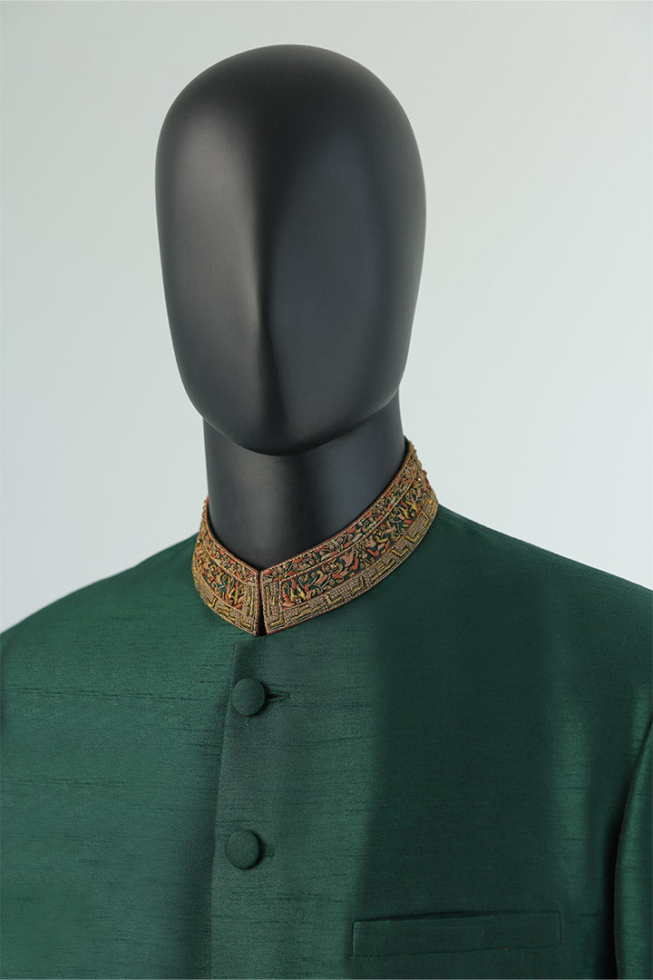 Emerald Green Embroidered Sherwani | Timeless Festive Wear – A Moosajee ...
